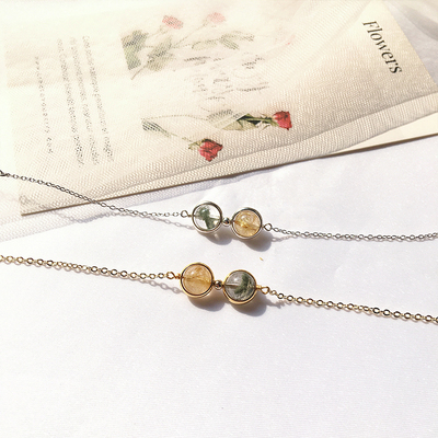 天然绿幽灵金发晶手链黄发晶女