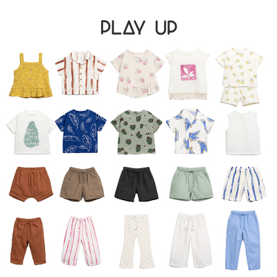 3件5折Little现货 play up SS25春夏男童女童短袖背心上衣裤子