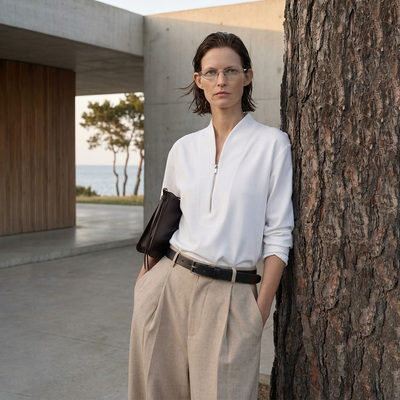 COMMON VALUE「 灵 Nav」新中式禅意领上衣半拉链卷袖极简百搭T恤