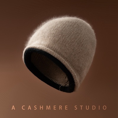 针织帽女士日系秋冬高级感堆堆帽网红巨显脸小文艺山羊绒毛线帽子