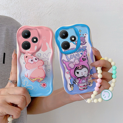 适用于Infinix Hot 30 4G手机壳X6831全包卡通可爱奶油边保护套 防摔硅胶软壳 个性支架