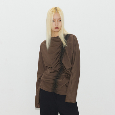 CONP 24SS Gather T-shirt 抽褶喷色垂感上衣（新）