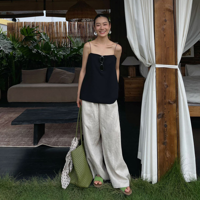 PURITY小众简约宽松遮胯夏女亚麻巨显瘦极简高级休闲长裤阔腿裤