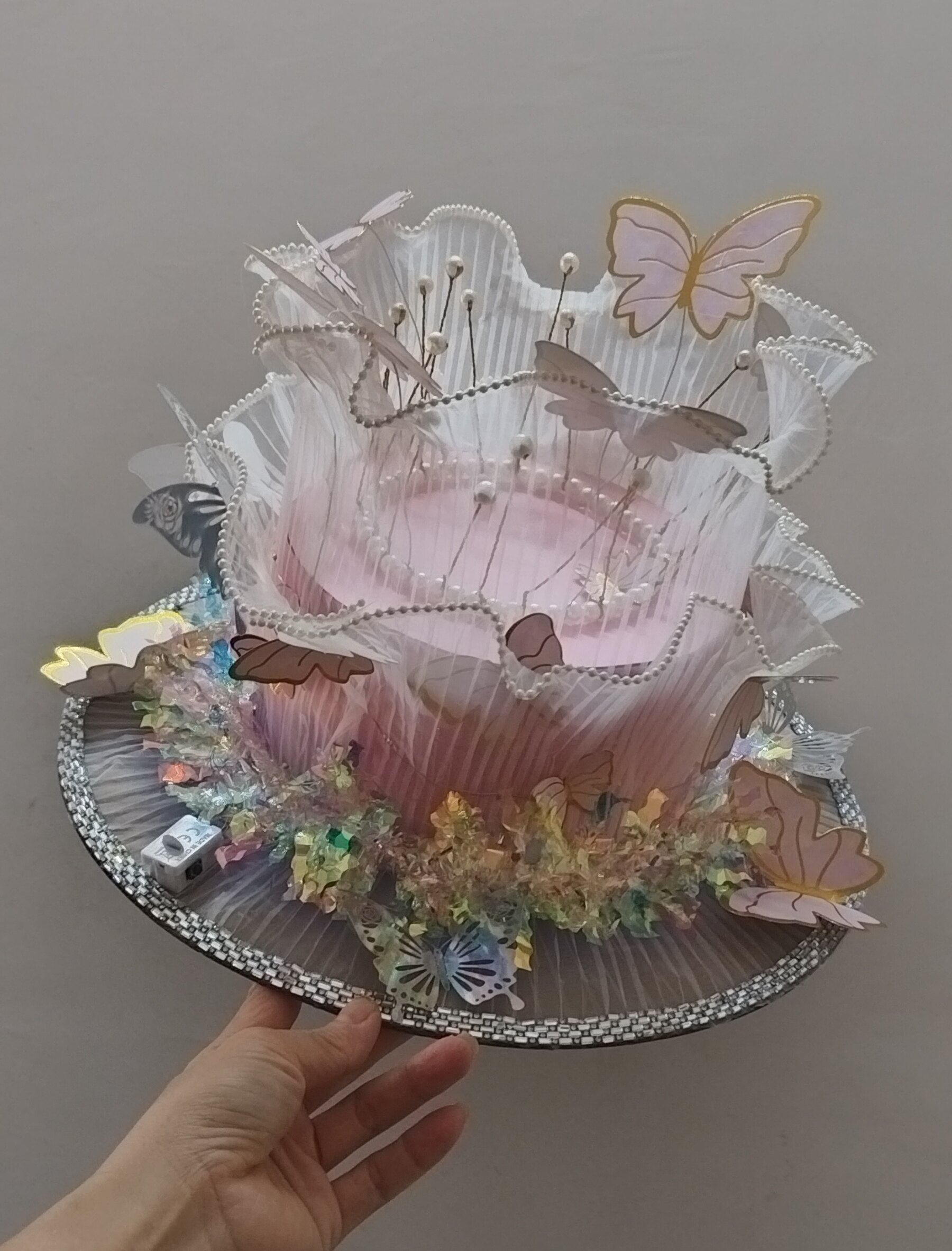 复活节手工帽子瓦楞纸板手工环保立体儿童蝴蝶装饰品帽子