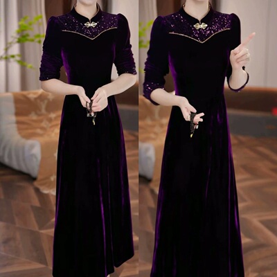 气质显瘦亮片连衣裙女