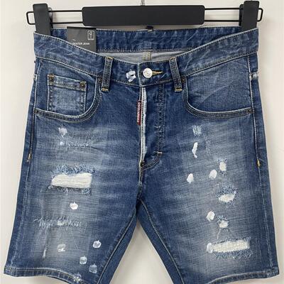 3002牛仔短裤男夏季Dsquared2牛仔裤男装立体拼接修身休闲补丁