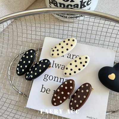 韩国新款波点椭圆发夹