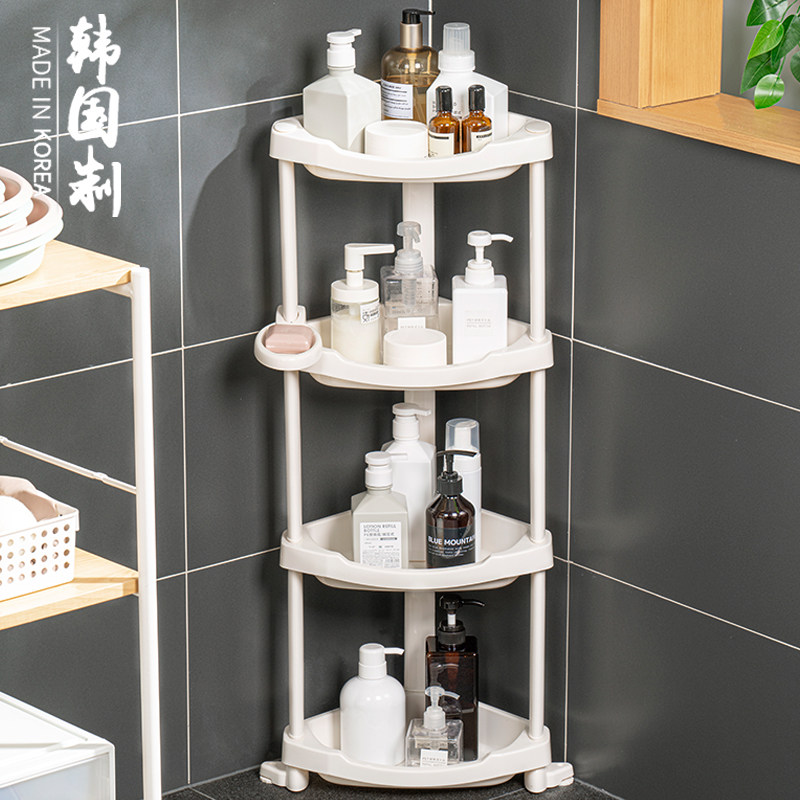 韩国进口收纳架塑料三角架浴室四层置物架卫生间收纳架整理架_虎窝淘
