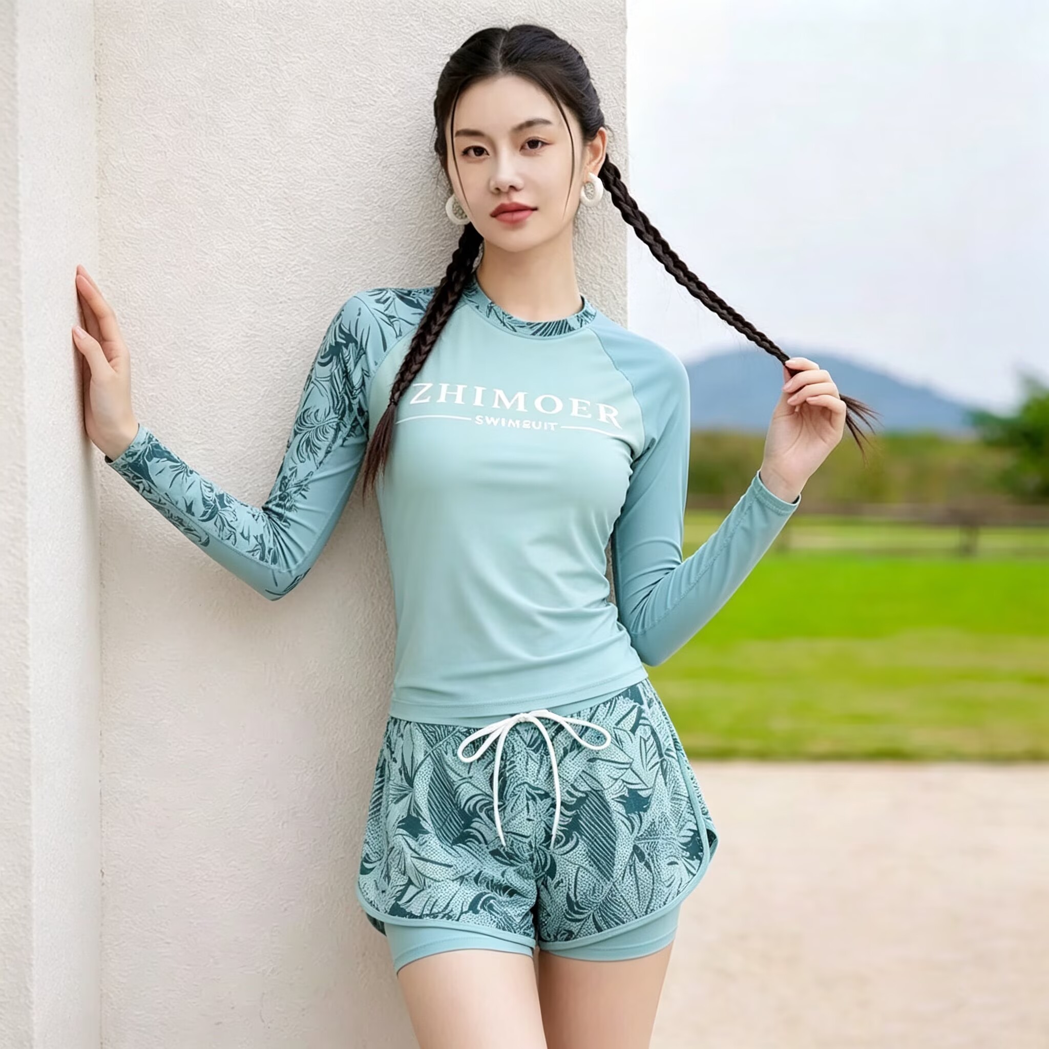 泳衣女分体泡温泉2026新款保守冲浪长袖防晒潜水游泳馆专用泳装男