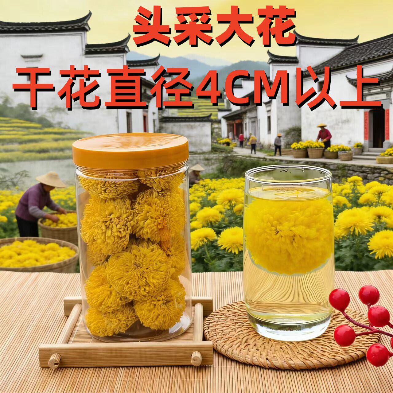 特产婺源晓起皇菊大朵无硫熏实惠罐装去降金丝黄菊火养生菊花茶叶