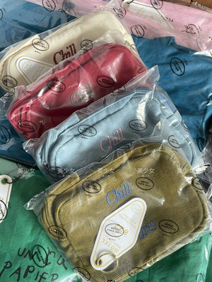 现货不退换 韩免Hotel827灯芯绒小众法式复古手提收纳详情页实拍