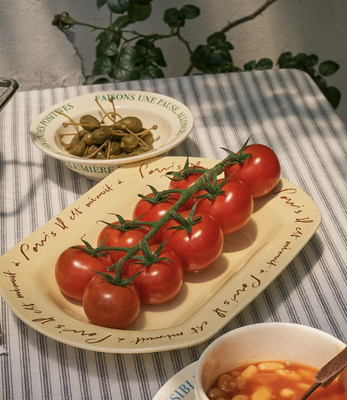 现货 韩免hotel827法式复古陶瓷椭圆盘 midnight系列 含盒密封贴