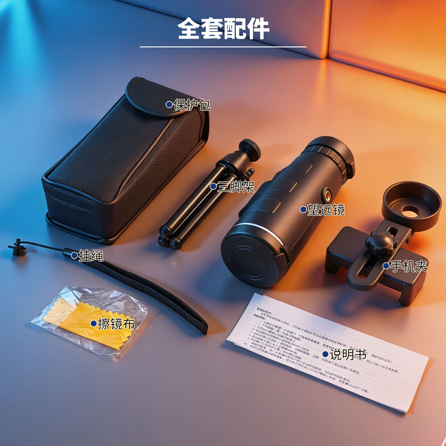 拜斯特单筒望远镜40倍高清手持户外旅行全套配件三脚架手机夹