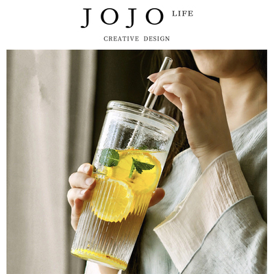 JOJO'SLIFEPD玻璃吸管杯带盖