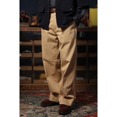 基础百搭直筒斜纹卡其裤