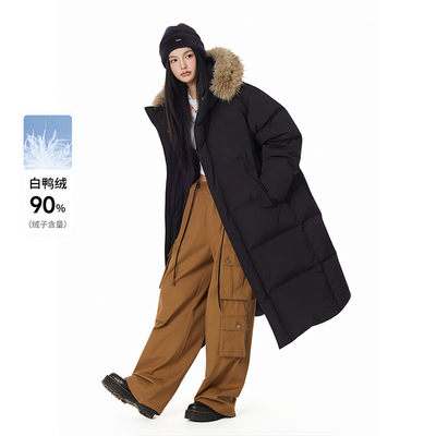 GOLFCROSS新款黑色长款羽绒服