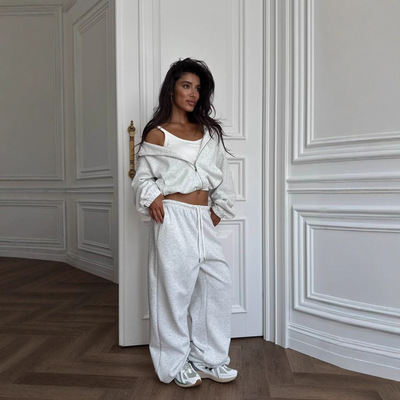 速卖通夹克外套两件套女春秋款灰