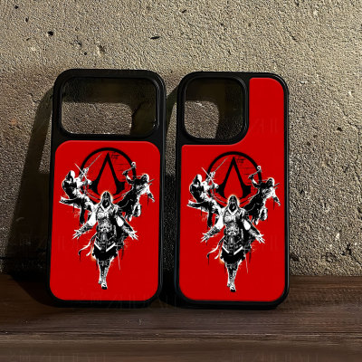 刺客信条群像大孔电镀黑框磨砂磁吸碳纤纹手机壳适用苹果iphone17promax华为MATE60PROP70ULTRA小米14PRO