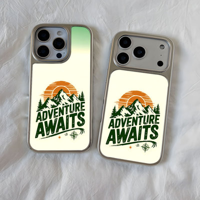 冒险山景大孔电镀黑框磨砂磁吸碳纤纹手机壳适用苹果iphone17promax华为MATE60PROP70ULTRA全包按键