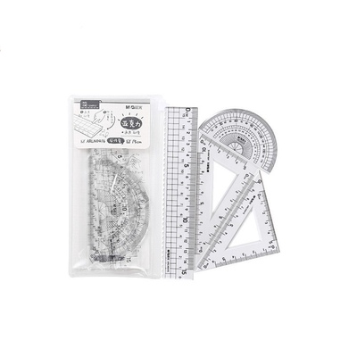 直尺套尺学生套尺简亚克力硬尺量尺透明尺四件套 ARLN0416