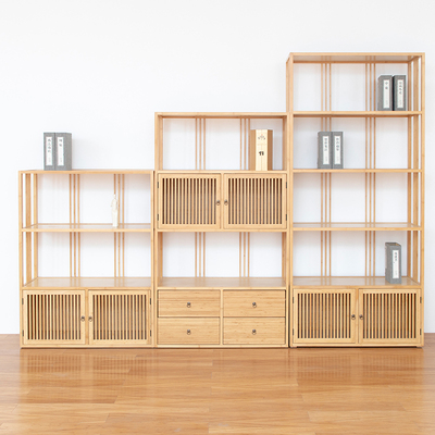 简约现代风楠竹原木色两门书柜
