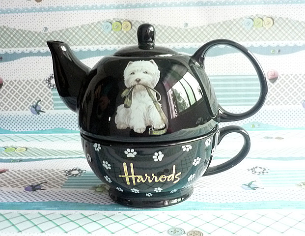 英国哈罗斯Harrods礼物西高地外贸出口陶瓷茶壶茶杯咖啡杯骨瓷杯