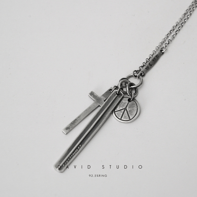 小众圆牌925银原创设计徽章项链