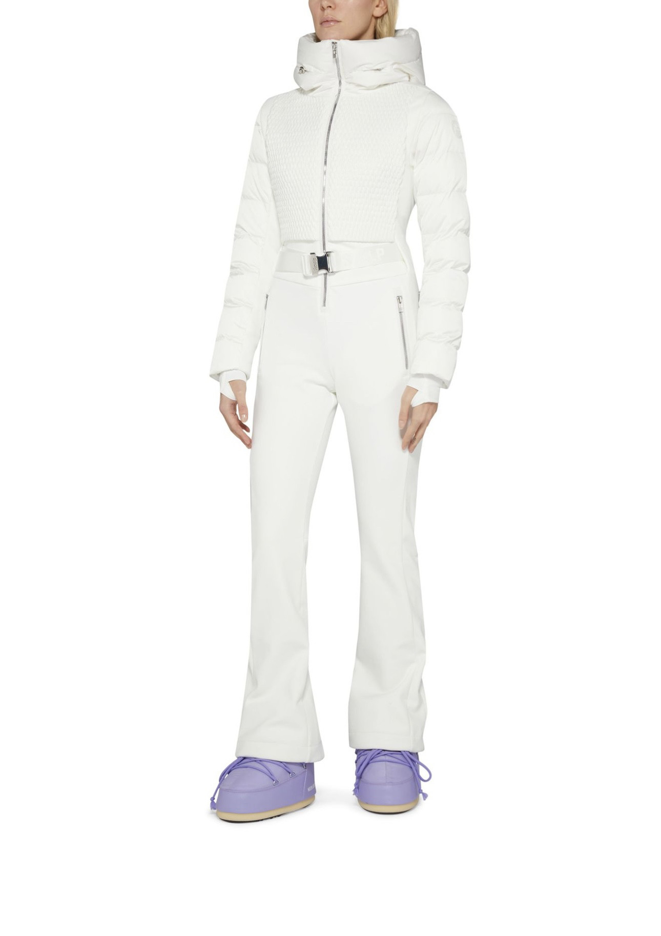 Fusalp 女士秋冬新品立领连帽系带中长款直筒白鹅绒保暖滑雪服女