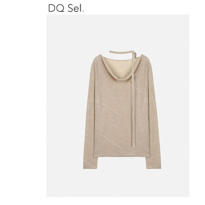 2025新款荡领飘带落肩女针织衫