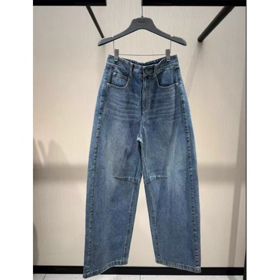 阿玛施女装高腰显瘦弯刀牛仔裤子