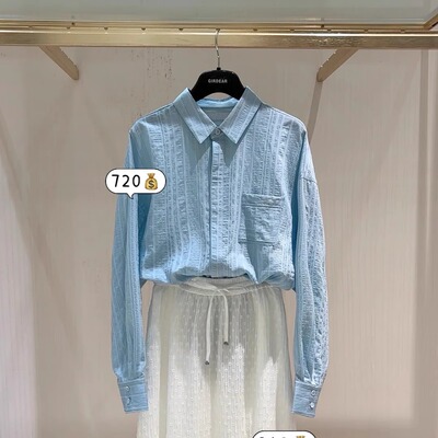 女装新款粉色衬衫简约小众长袖