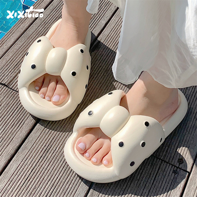 细细条 甜美蝴蝶结沙滩拖鞋女eva软厚底防滑外穿仙女风夏天凉拖鞋