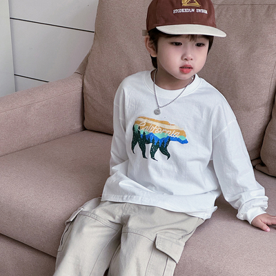 韩国潮牌山系风棕熊纯棉长袖T恤