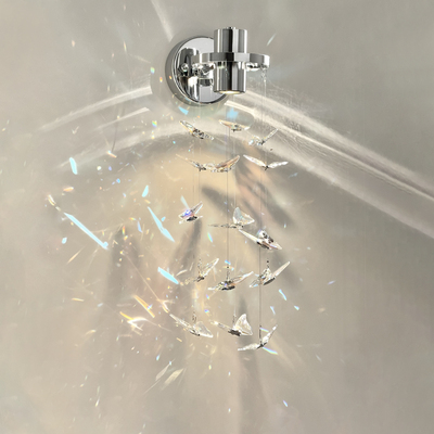 法式浪漫水晶壁灯蝴蝶造型装饰灯中古风卧室壁挂灯具客厅背景墙灯