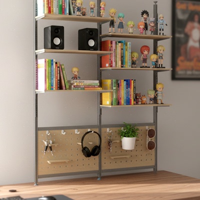 顶天立地实木桌面洞洞板书架