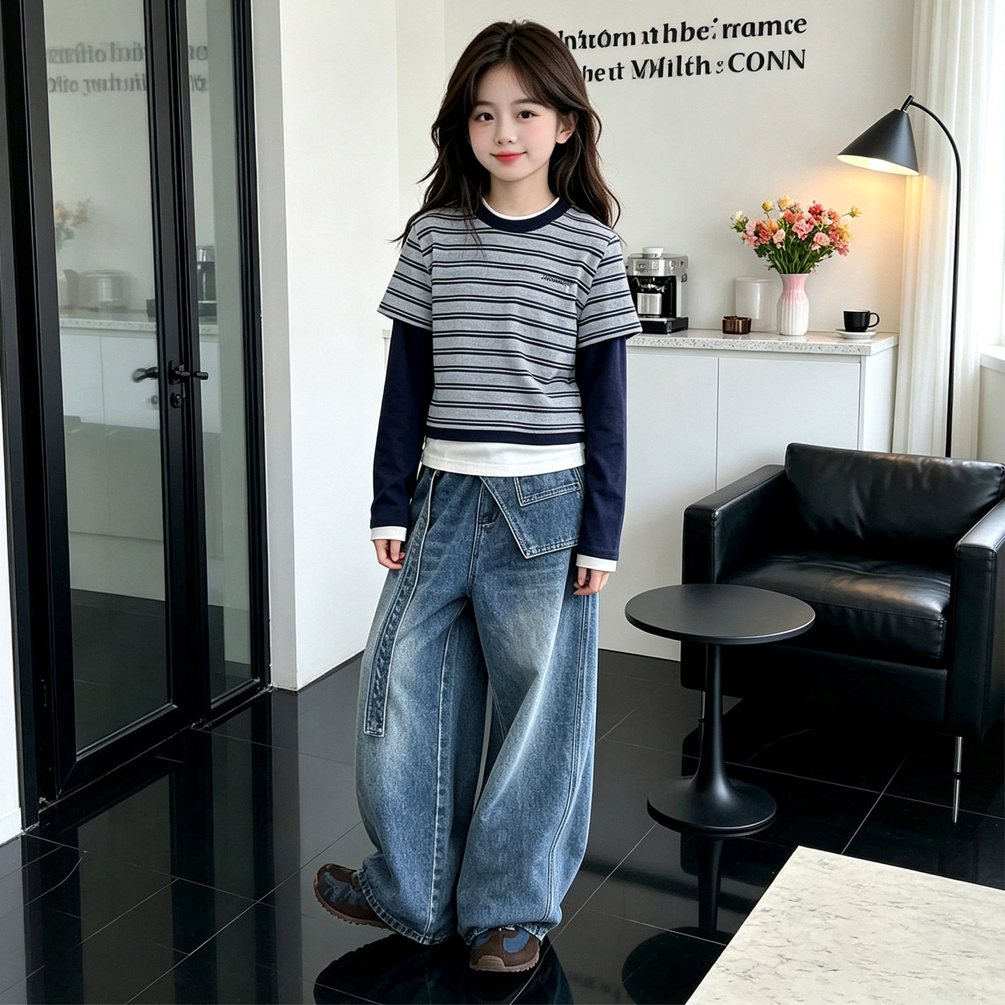 女童牛仔裤秋季2026新款儿童装休闲屁帘弯刀裤中大童宽松长裤子潮
