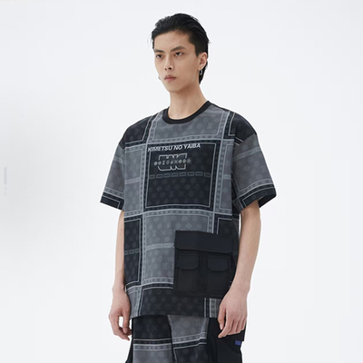 李宁夏季LNG系列时尚拼接运动透气短袖时尚休闲T恤男款FABB006