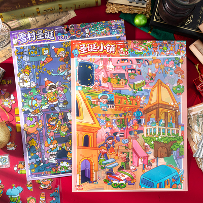 圣诞季造景贴纸13.0系列造景大尺寸立体小屋微缩解压场景diy贴画
