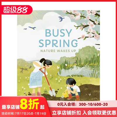 【现货】繁忙春天：大自然的苏醒Busy Spring: Nature Wakes Up 儿童四季认知趣味艺术绘本 英文原版 春季万物复苏 3-6岁亲子阅读