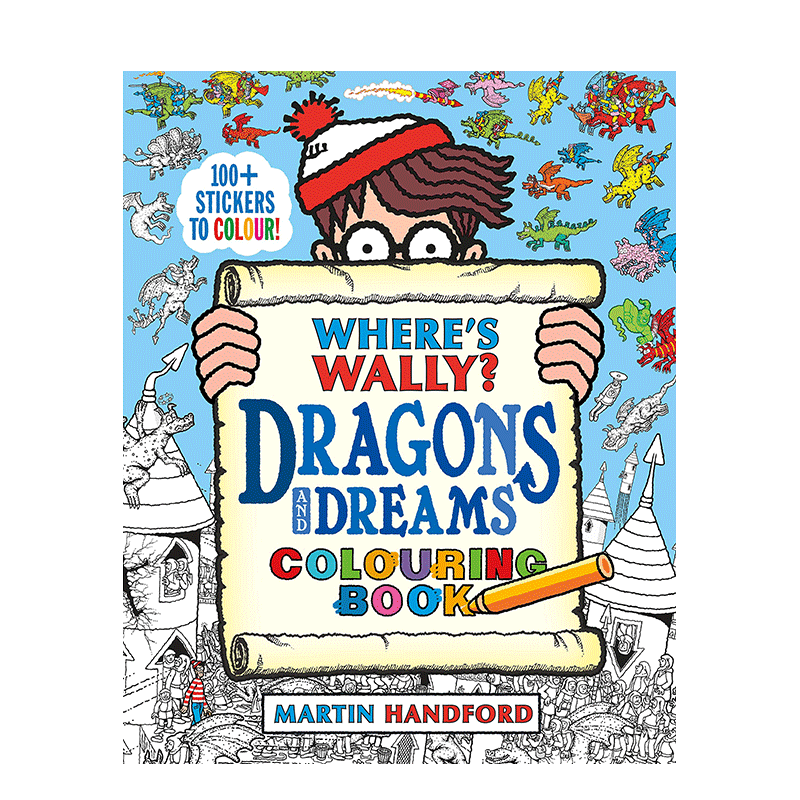 【现货】Where's Wally沃利在哪里？龙与梦涂色书Dragons and Dreams Colouring Book 少儿涂画互动游戏书 英文原版 善本图书