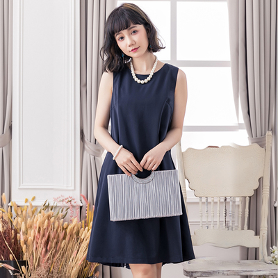 夏季无袖背心A字小礼服连衣裙