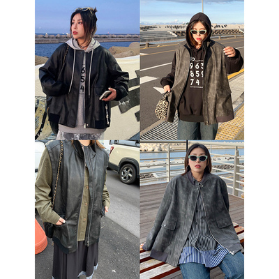 外套马甲复古擦色宽松显瘦遮肉