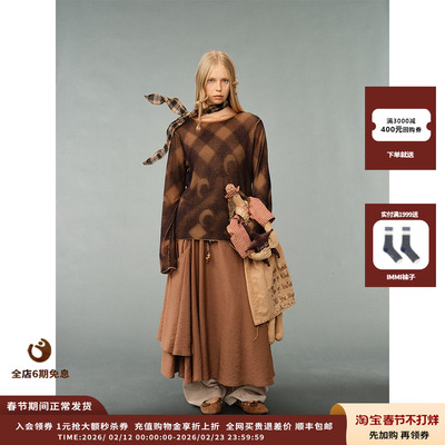 AUBRUINO26SS月亮格纹针织长袖