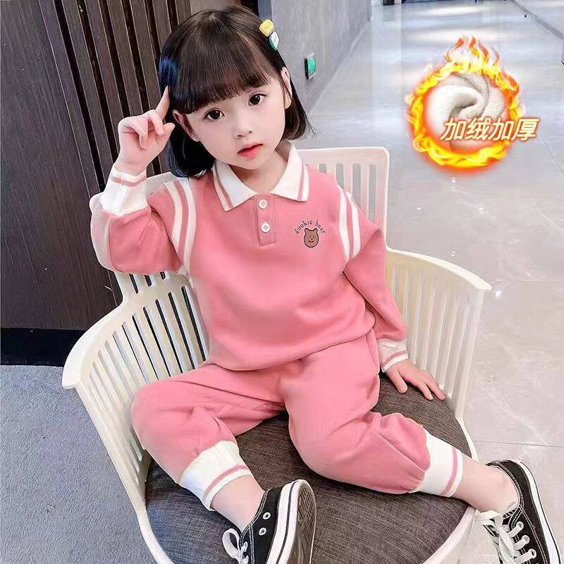 女童套装2022秋冬装新款洋气5女宝宝两件套加绒卫衣6岁儿童装加厚_虎窝淘