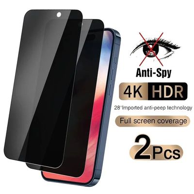 2Pcs Anti Spy Tempered Glass For iPhone 17 16 15 14 Plus Screen Protector For iPhone 13 12 11 ProMax
