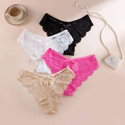 Lace Panties Women Low Rise Delicate Floral Cutouts Briefs