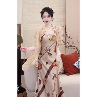 气质收腰修身复古连衣裙