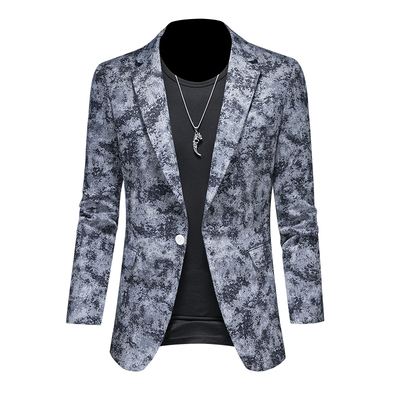 男士休闲西服春秋新款修身花西装
