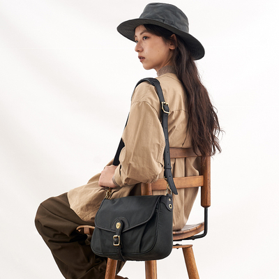 HKWORKSHOP英国油蜡邮差包单肩斜跨马鞍包通勤机能复古深色男女包