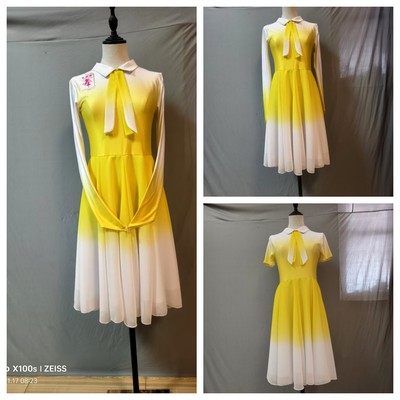 现代舞青春活力集体合唱服黄色
